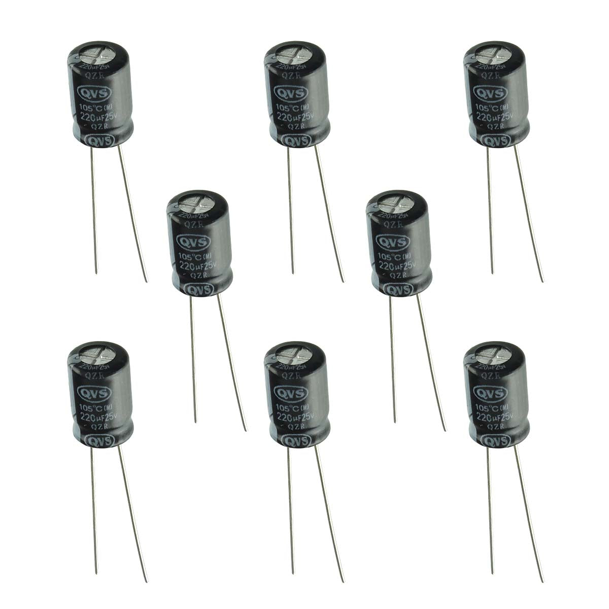 G27638 - (Pkg 10) QVS Compact Radial Capacitor 220uF 25V 105ºC