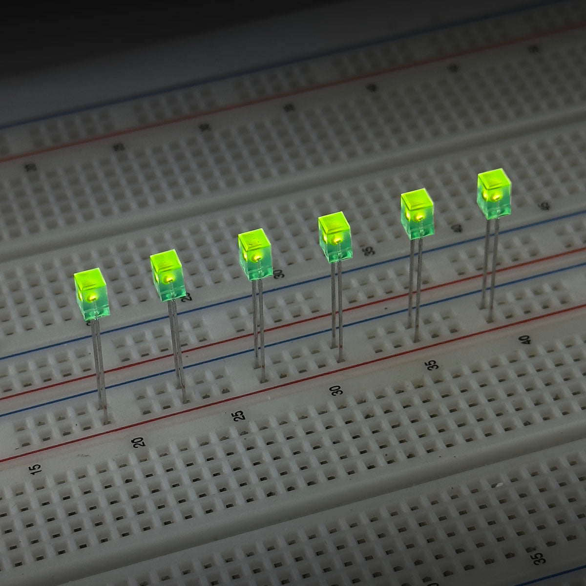 G28851 ~ (Pkg 25) Unique 3mm Square Diffused Green LED