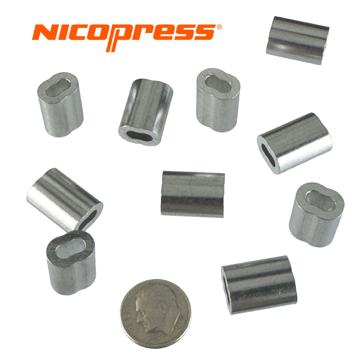 G29166 ~ (Pkg 10) Nicopress 188-4-VM Aluminum Oval Sleeve for 1/8" (3m