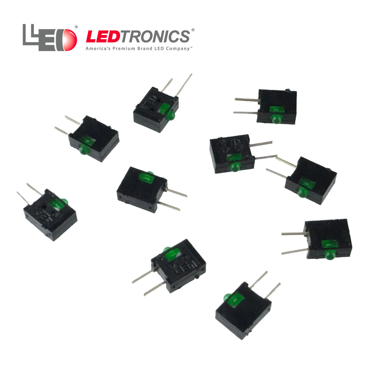 G29382 ~ (Pkg 10) Ledtronics Micro Bright Green Right-Angle LED