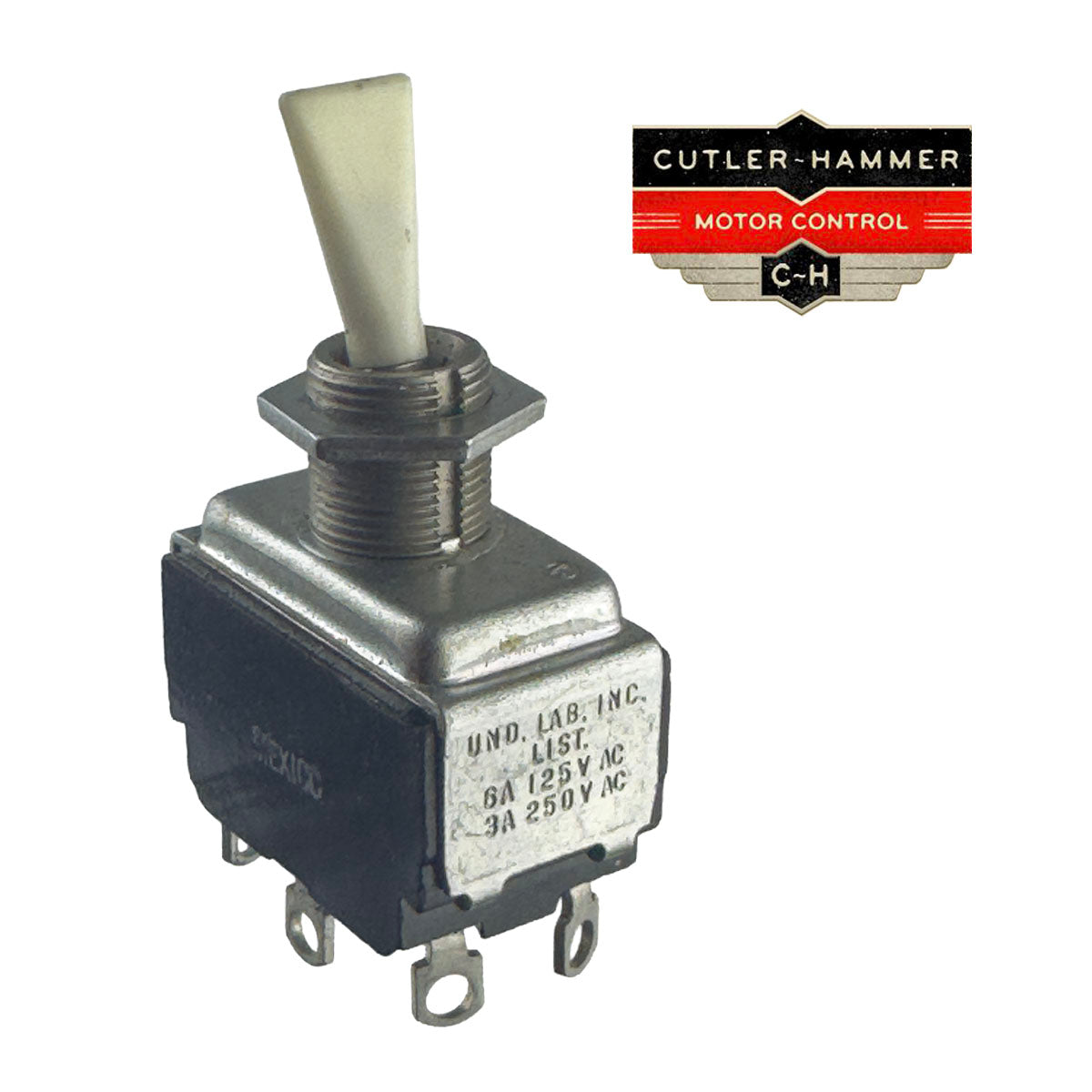 G29442 ~ Cutler Hammer White Paddle DPDT Panel Mount Toggle Switch