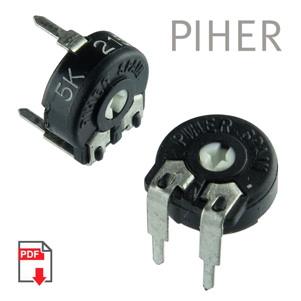 G23687 + (Pkg 10) Piher PT10 Series 5K Horizontal Mount 10mm Trimmer R