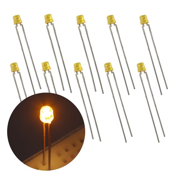 G25137 ` (Pkg 10) 3mm Flat Top Concave See-thru Yellow Lens LED| The ...